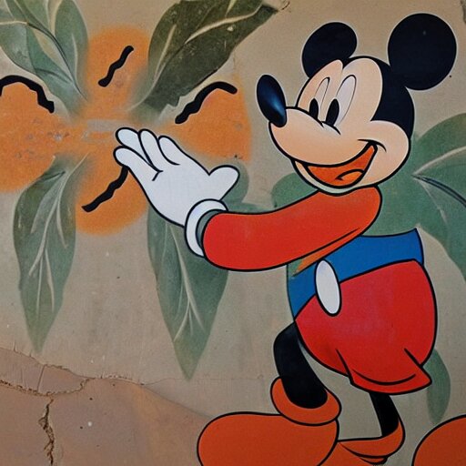 Lexica - Ancient mural painting representing Mickey Mouse