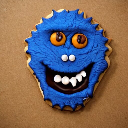 demonic cookie monster, evil, portrait, scary, creepy. detailed ...