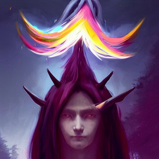 a slender wizard with horned mask levitating inside a wind twist ...
