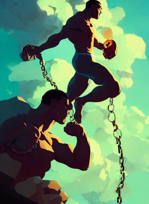 Lexica - A man destroying his chains, heroic, glorious, in the style of ...