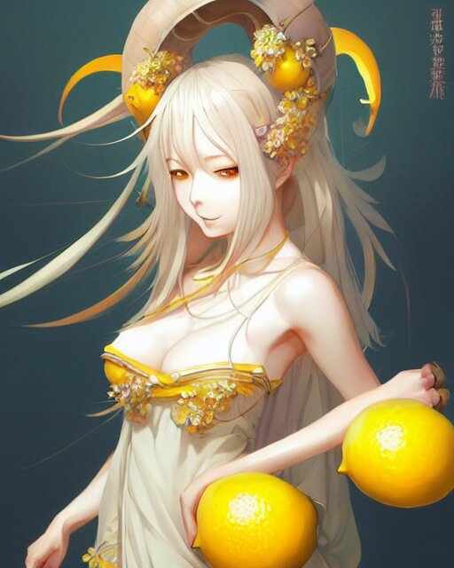 Lexica Character Concept Art Of An Anime Goddess Of Lemons Cute