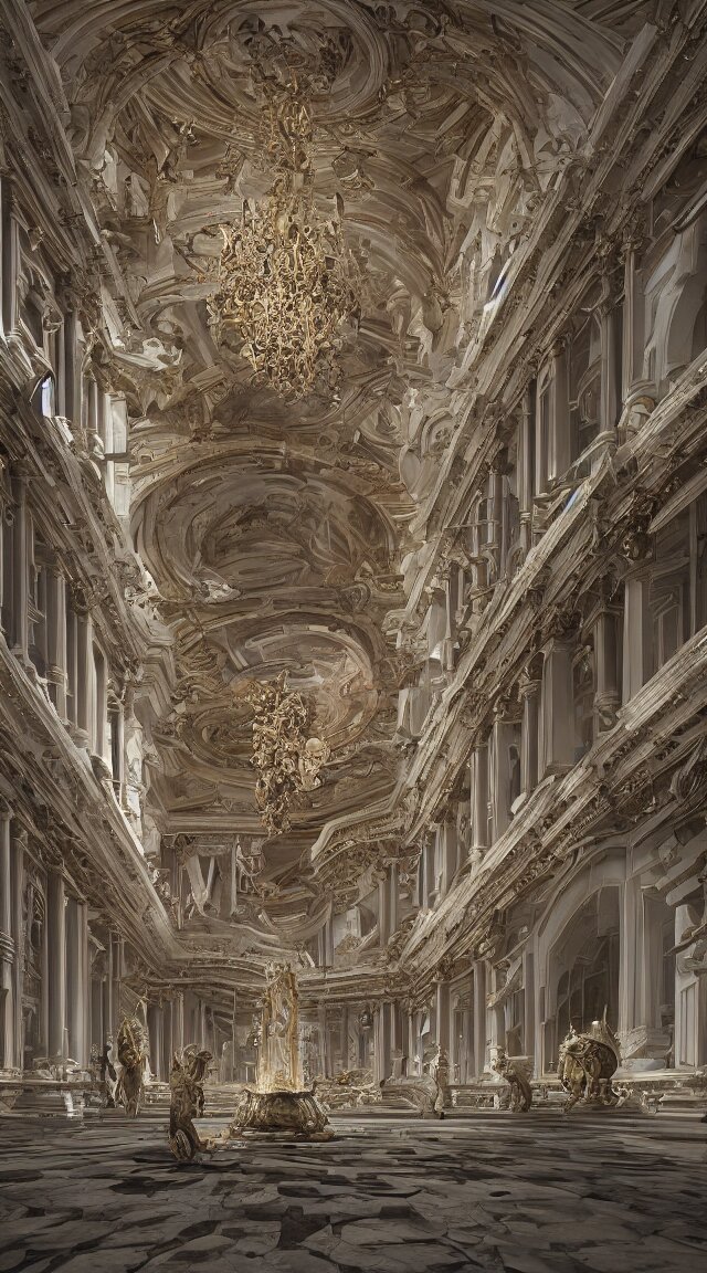 Lexica - Interior large baroque organic space made from marble ...