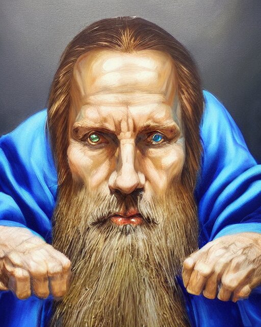 Lexica - Hyper realistic painting of a wizard in a blue robe, by Anato ...