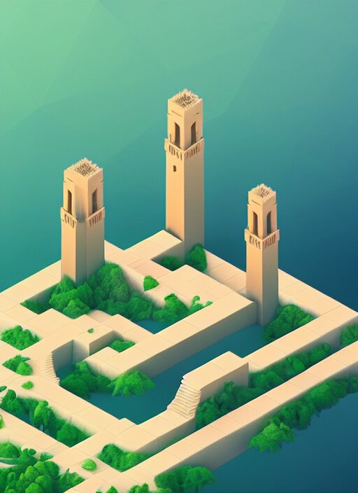 a low poly isometric render of saudi arabia in the style of monu ...
