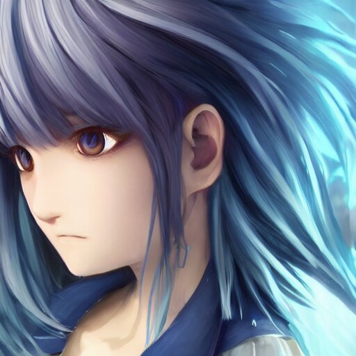 Lexica - Profile shot of rimuru tempest averting his gaze, sky blue ...