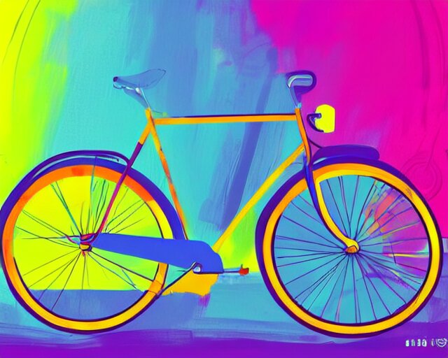Lexica - A colorful bicycle in front of a yellow background, full shot ...