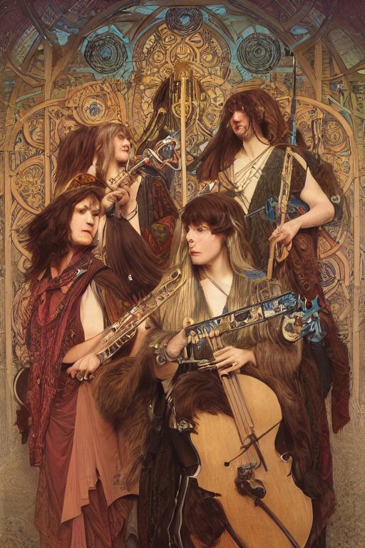 Lexica - Portrait of a a band of male and female druids playing an ...