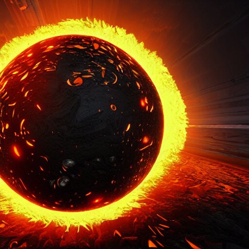 a sphere of molten core, melting sphere, glowing magma sphere, l ...