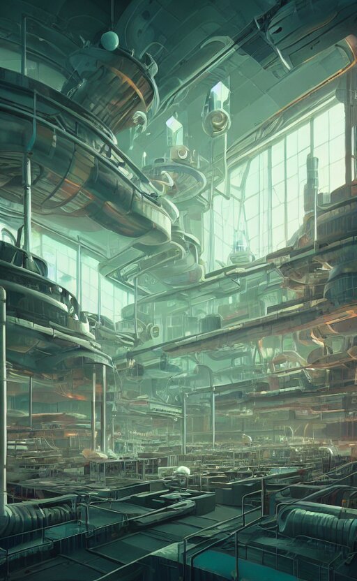 Lexica - Interior shot of a futuristic factory by Petros Afshar and ...