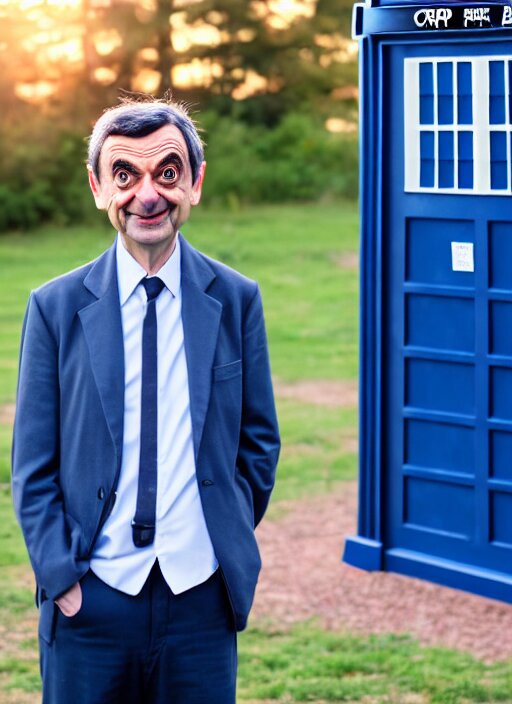 Lexica - Dslr photo portrait still of mr bean as doctor who in front of ...