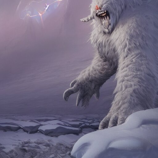 Lexica - A monster in the Arctic covered in snow, fractal Lighting, by ...