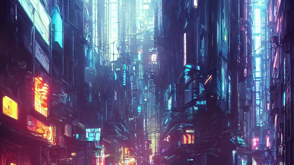 Lexica - Cyberpunk city streets at night, digital illustration by greg ...
