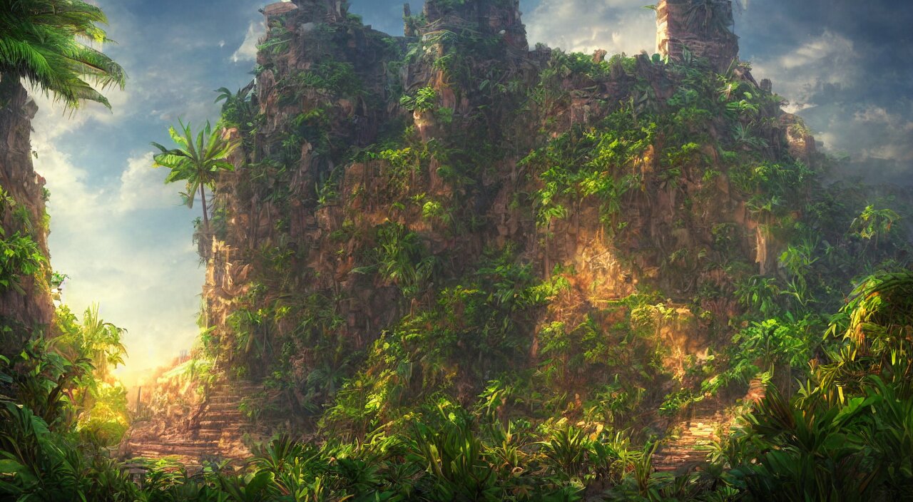 Lexica - the wall wood fortress tropical with little plant along ...