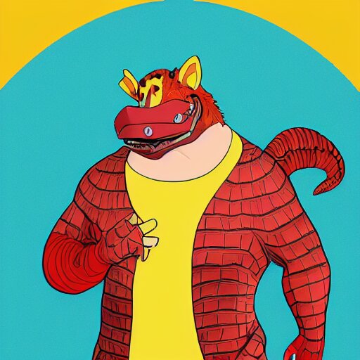 Lexica - In the style of artgerm, loish, anthropomorphic alligator, red ...