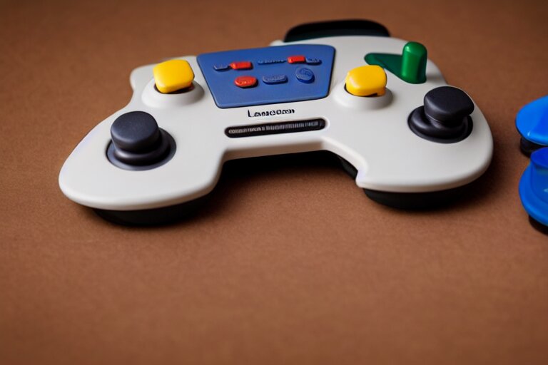 Lexica - Closeup potrait of nintendo 64 controller on a table ...