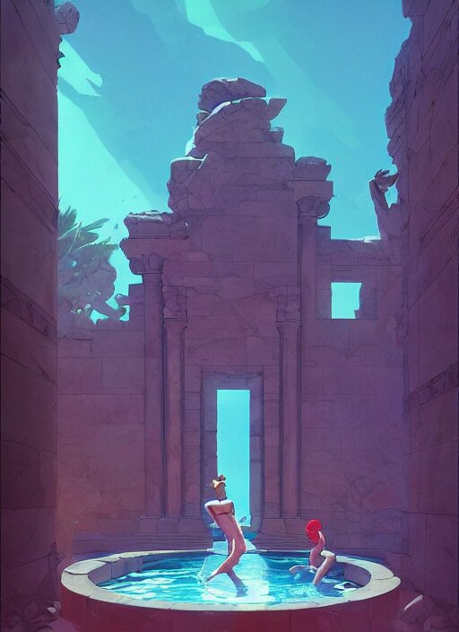 Lexica - A pools in front of a roman temple, glorious, epic scene ...