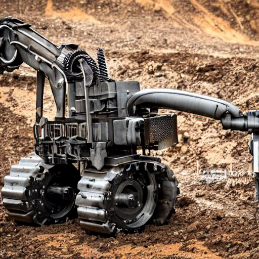 Lexica - Giant scary treaded mining robot with drill, mining scrap ...