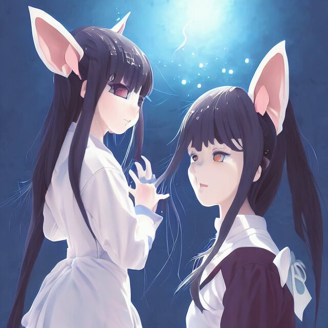 Lexica - “ anime, a cat - eared high school girl and a rabbit - eared ...