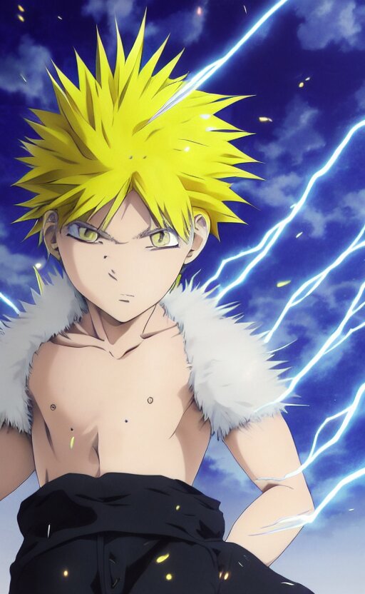 Lexica - Anime key visual of a young boy with spikey yellow hair and ...