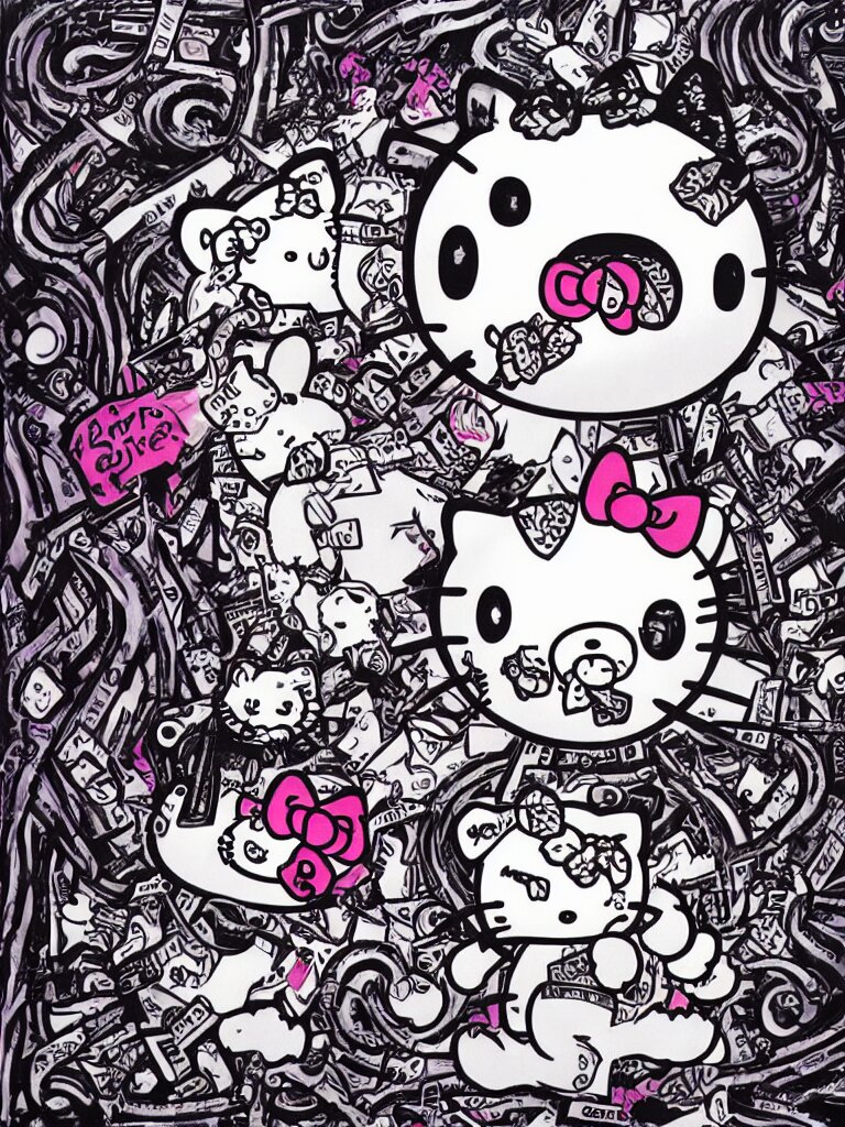 Lexica - Corrupt Hello Kitty monster painted by H. R. Giger