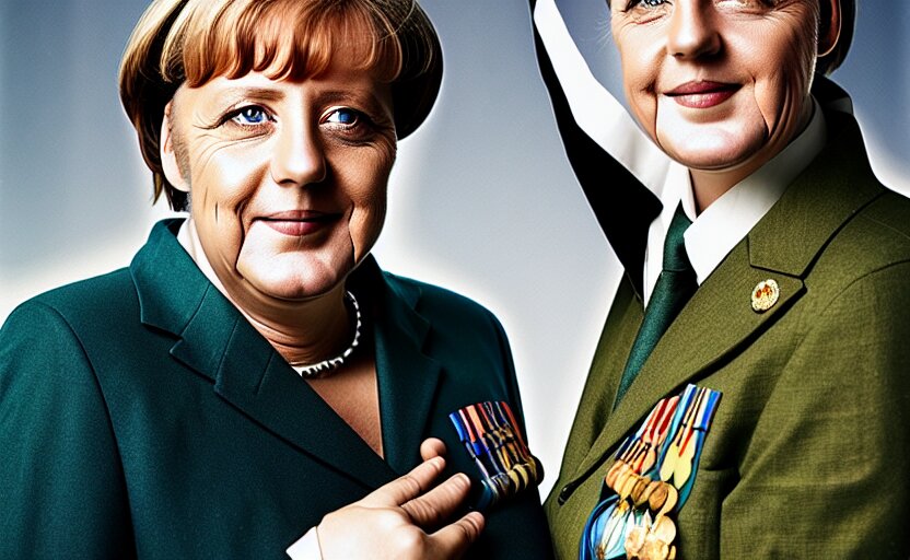 Lexica - Portrait of angela merkel dressed as a military officer ...