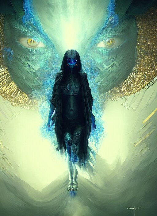 Lexica - Her huge ominous glowing blue eyes staring into my soul ...