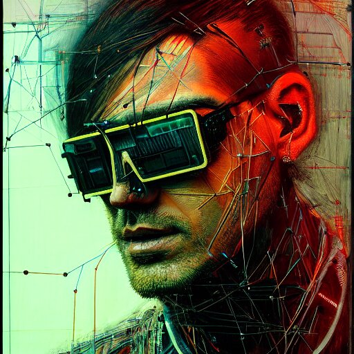 Lexica - Hyperrealistic portrait of a cyberpunk man, by Guy Denning ...