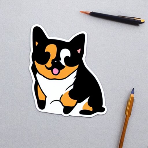 Lexica - A kawaii chubby goofy cute corgi sitting upright sticker ...