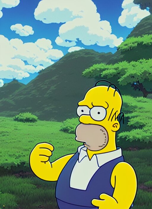 Lexica - Portrait of homer simpson, cloudy sky background lush ...