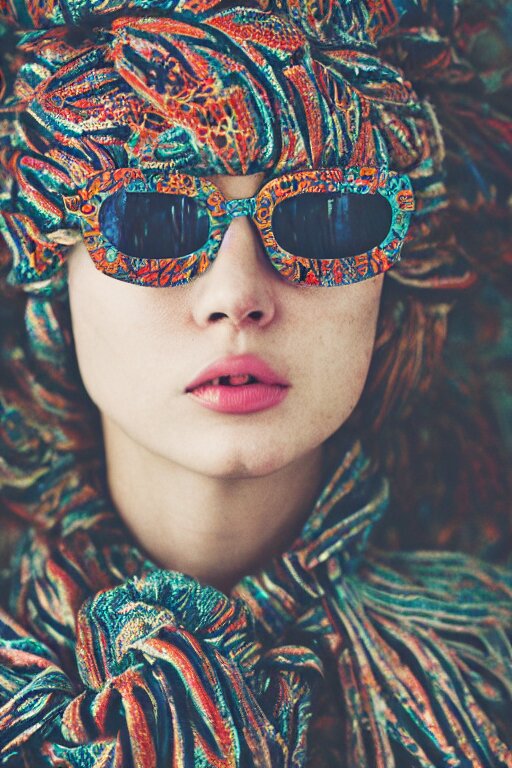 Close Up Portrait Of A Beautiful Woman Wearing Sunglasses And