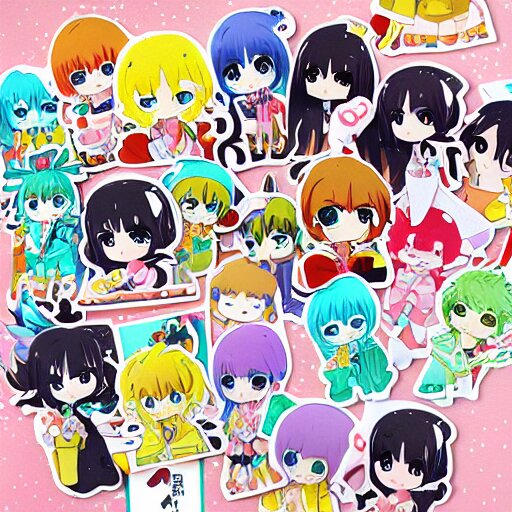 kawaii anime sticker, solo, - Arthub.ai