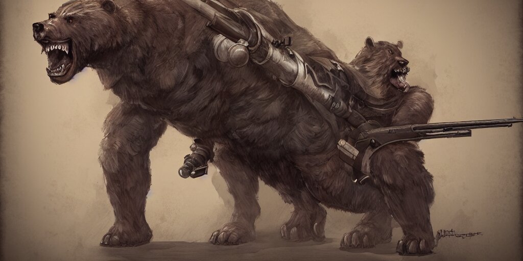Lexica - Full body concept art of A High fantasy WW1 bear beast-man ...