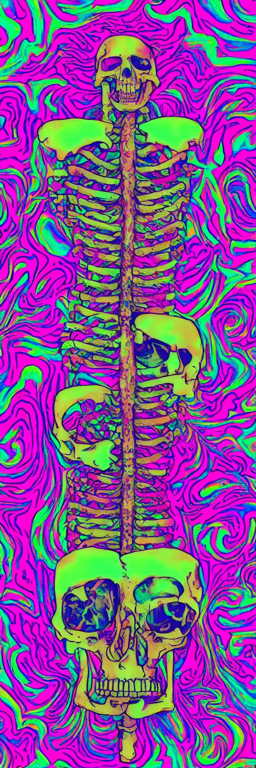 Lexica - Vaporwave skeleton with psychedelic background