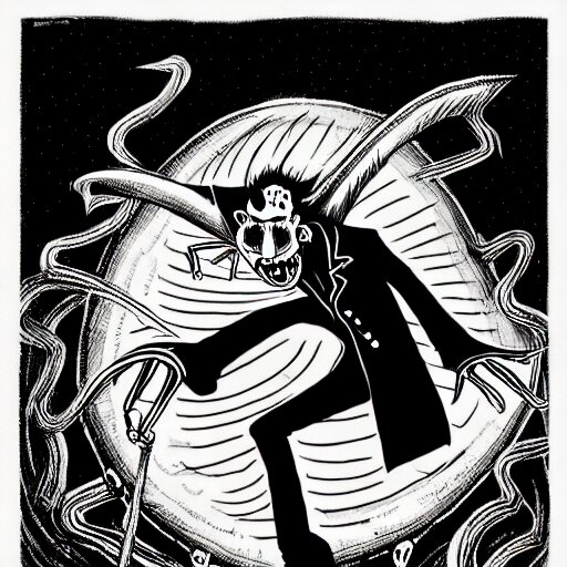 Lexica - Black and white trippy surreal comic art of dracula the ...