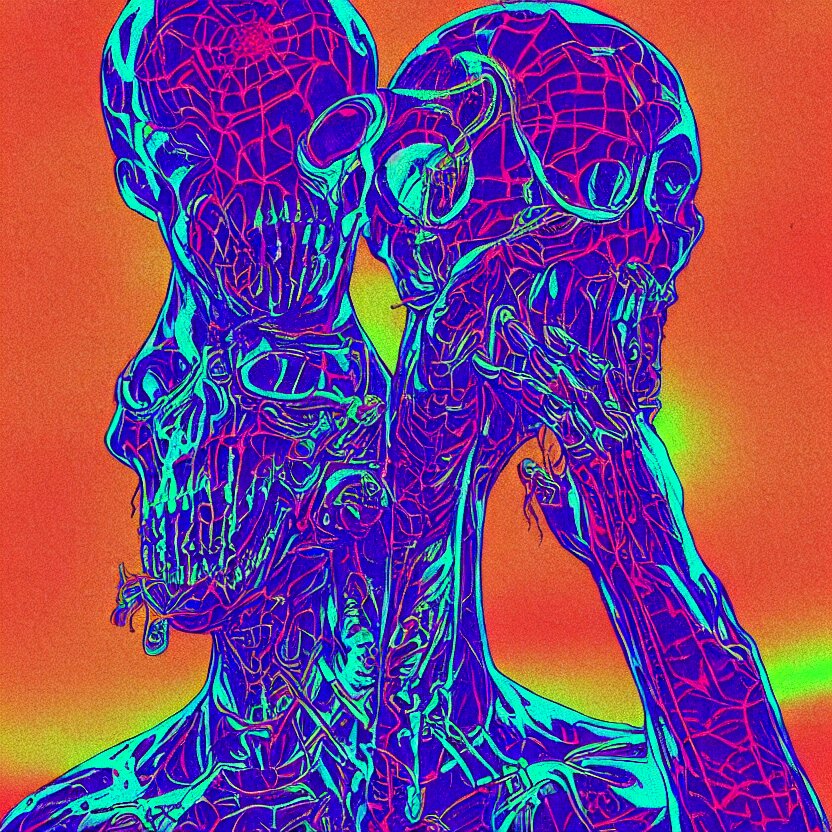 Lexica - A psychedelic glitchcore portrait of omin dran skeletal mind ...