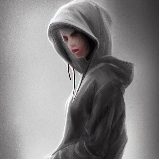 Lexica - Woman wearing hoodie, dark, menacing, artstation, digital art