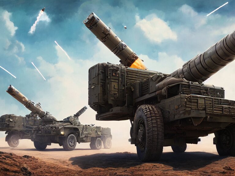 Lexica - Multiple Rockets Launch System military vehicle, Oil Painting ...