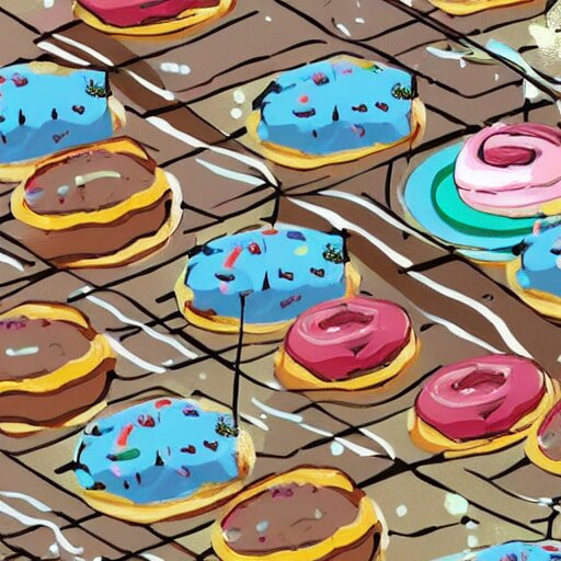raining donuts on a city in a studio ghibli animation - Arthub.ai