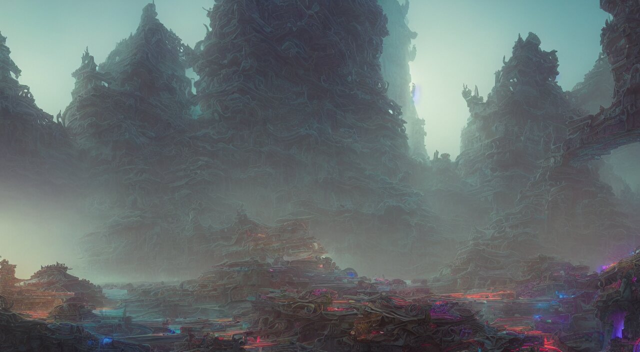 Lexica - a matte painting of a Modern Atlantis temple of dynasty wang ...