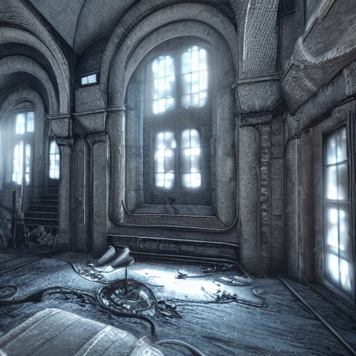 interior mazelike architecture from quake, lovecraftian, liminal ...
