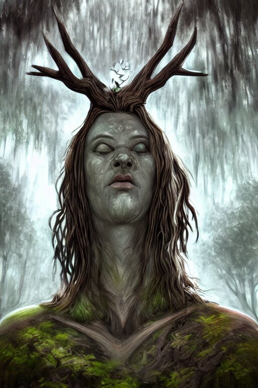 Lexica - Gaelic forest spirit, qirin, god, deity, serene, wide angle, super highly detailed ...