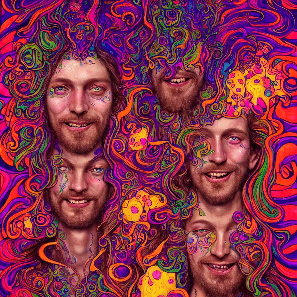 Lexica - Happy psychedelic portrait of stoner tripping on lsd and ...