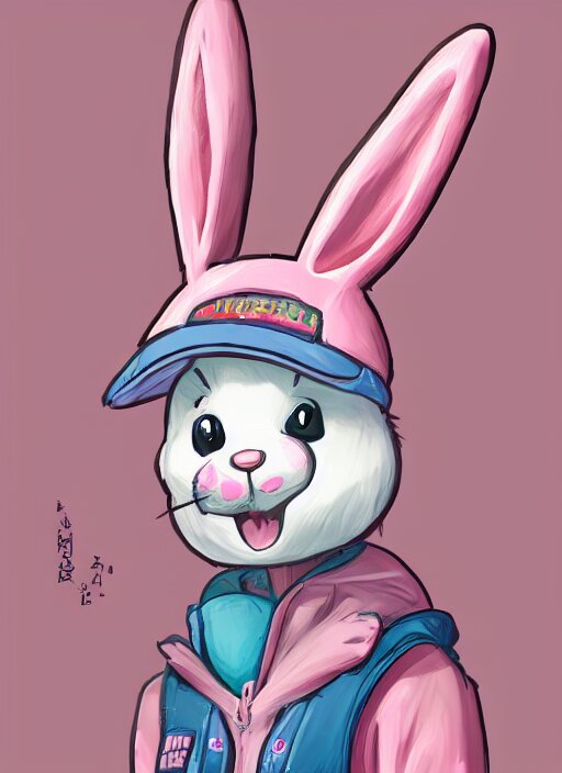 Lexica - Realistic detailed semirealism anthropomorphic pink rabbit ...