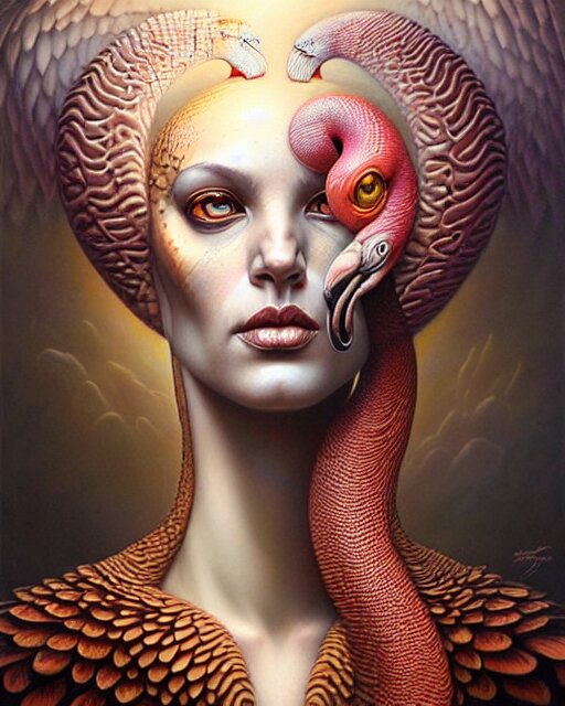 Lexica - A detailed portrait of dreampunk flamingo python hybrid mix ...