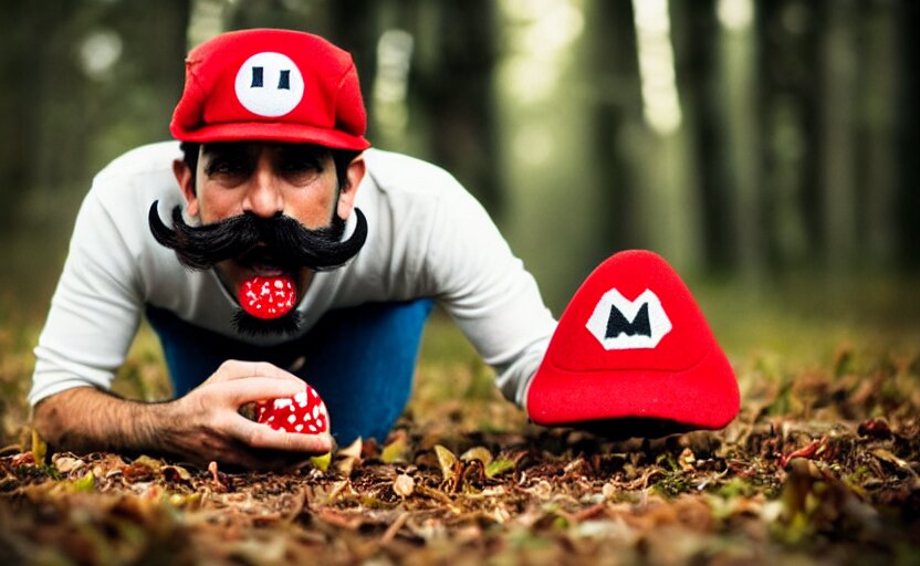 Lexica - Italian man with a mustache dressed as mario wearing a solid ...