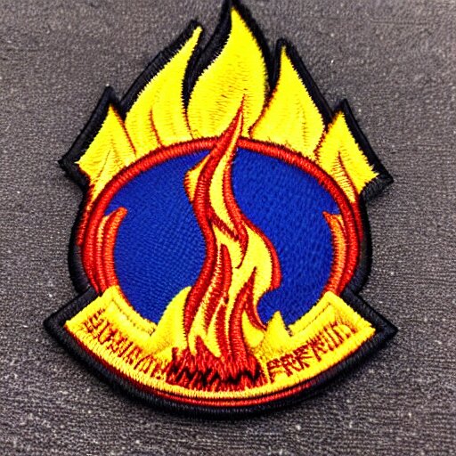fire station flame embroidered patch retro design - Arthub.ai