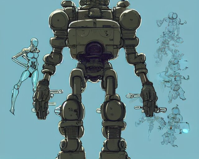 Lexica - A study of cell shaded cartoon of a monk in a mech suit ...