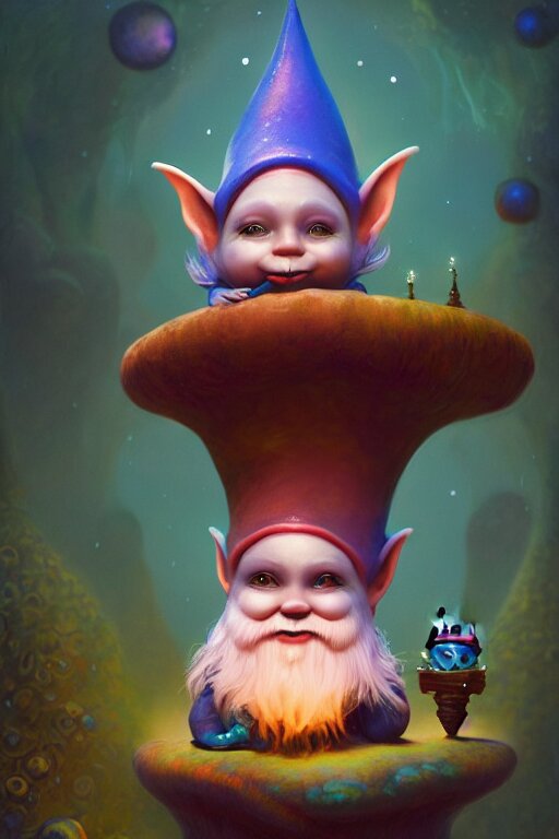 Lexica - A surreal Bioluminescent, very very very cute Queen Gnome in a ...