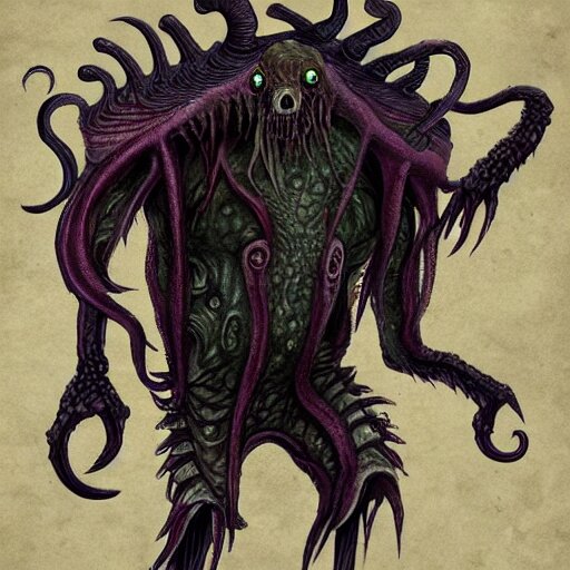 Lexica - Cthulu titan full body creature horror concept art
