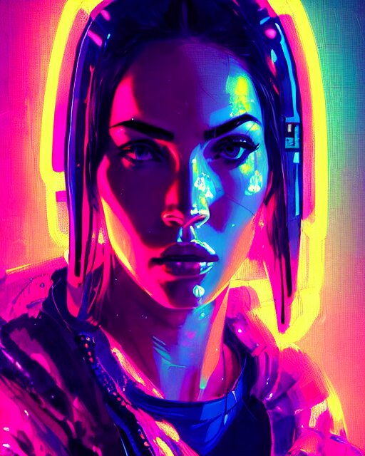 Lexica - Detailed portrait Megan Fox Neon Operator Girl, cyberpunk ...